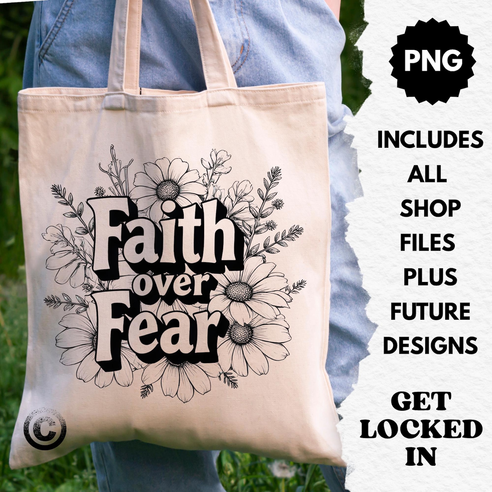 Faith Over Fear Christian PNG: Floral Bible Verse Design (digital ...