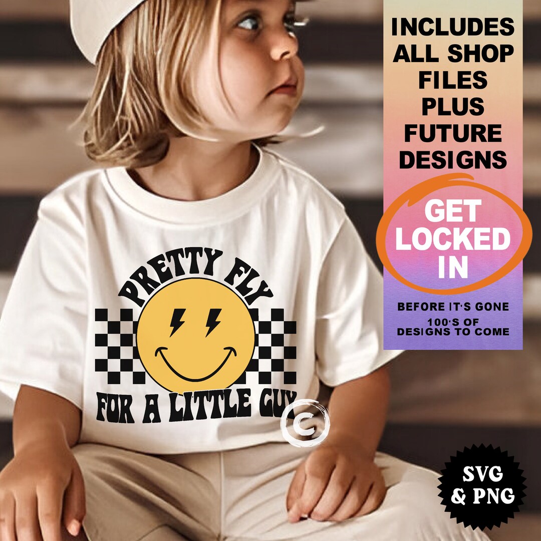 Pretty Fly for a Little Guy Svg, Checkered Smiley Face Svg, Trendy ...