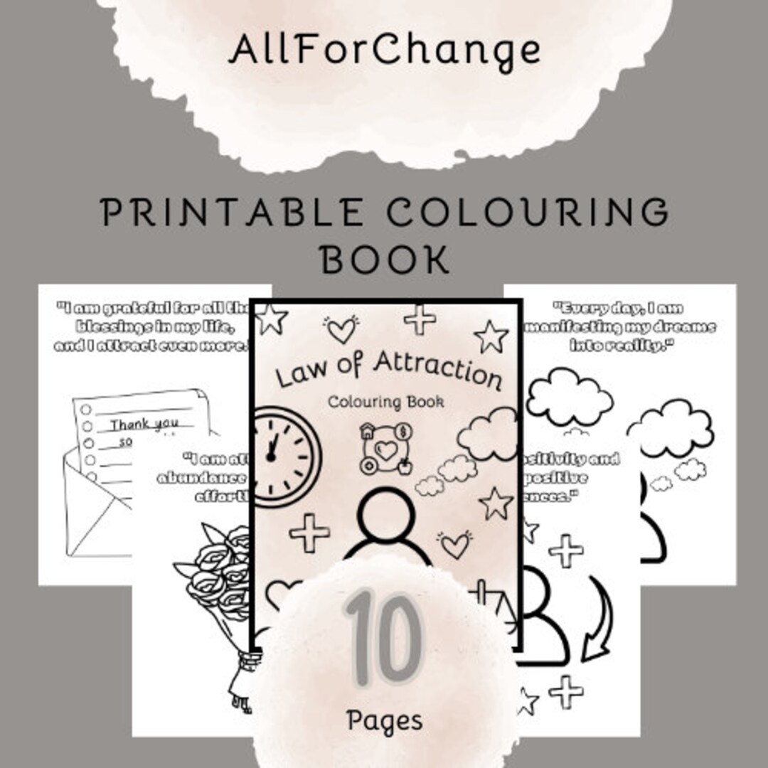Printable Digital Download Law of Attraction Coloring Colouring Book ...