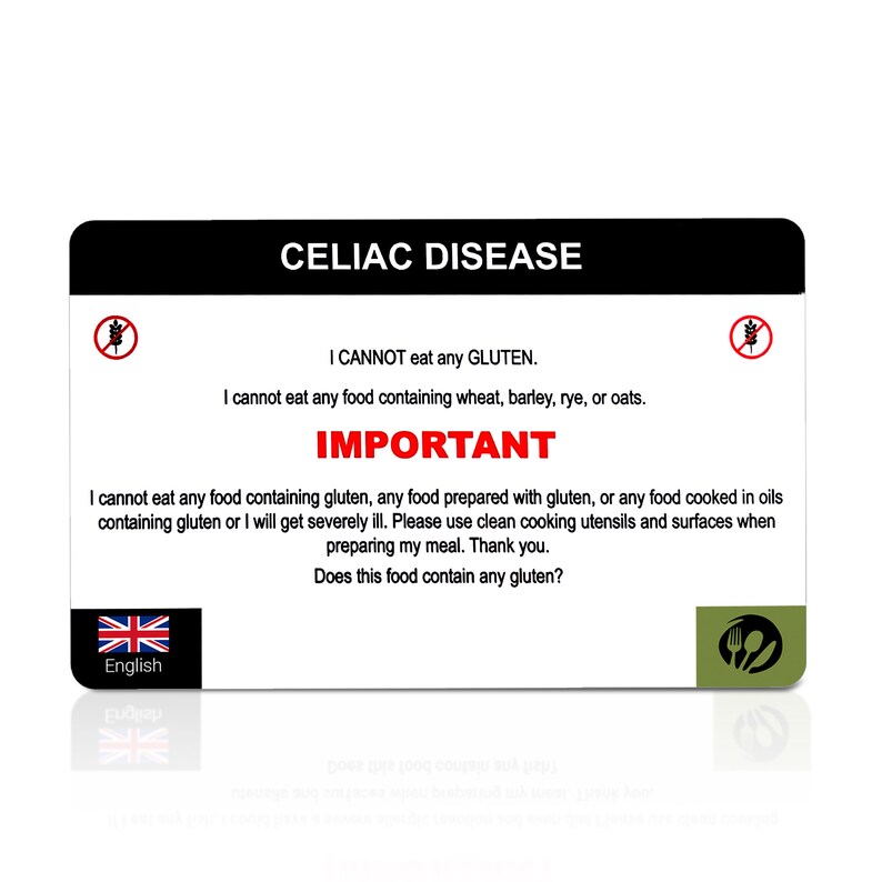 Celiac Disease Translation Card - Etsy