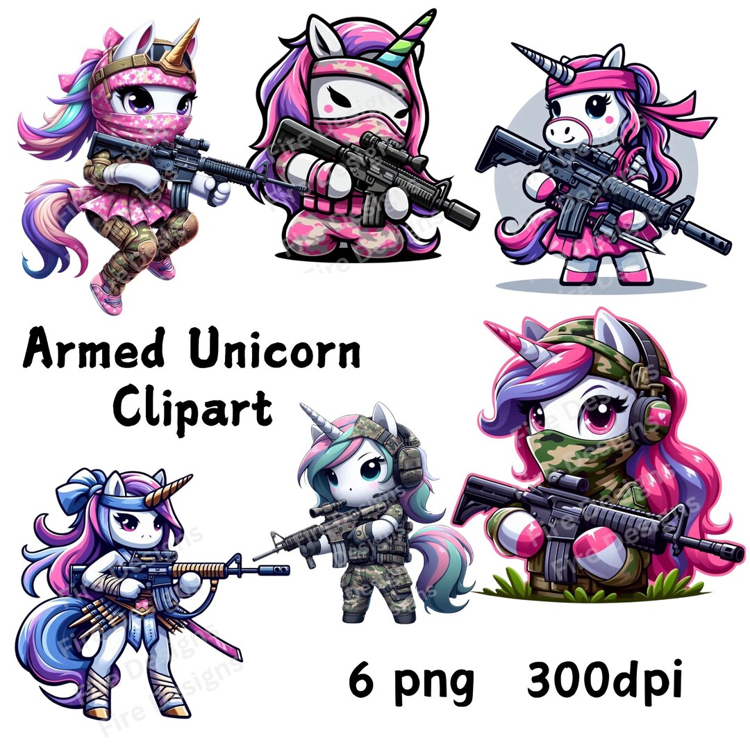 Armed Unicorn Clipart: DTF & Sublimation Designs (digital Download) - Etsy