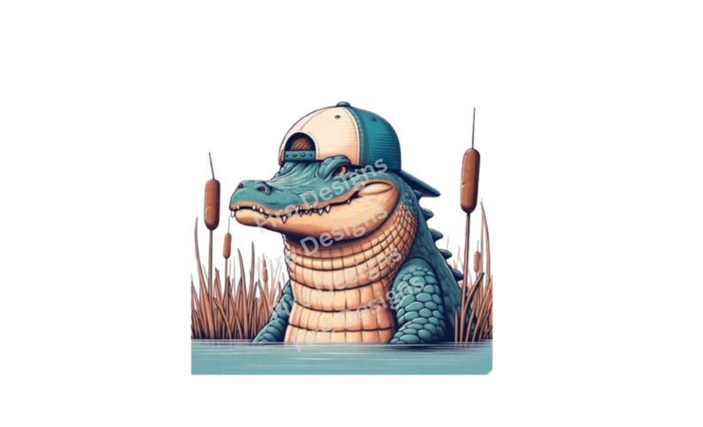 Cute Gator PNG| Gator Clipart| Gator in Cattails DTF| Gator Sublimation ...