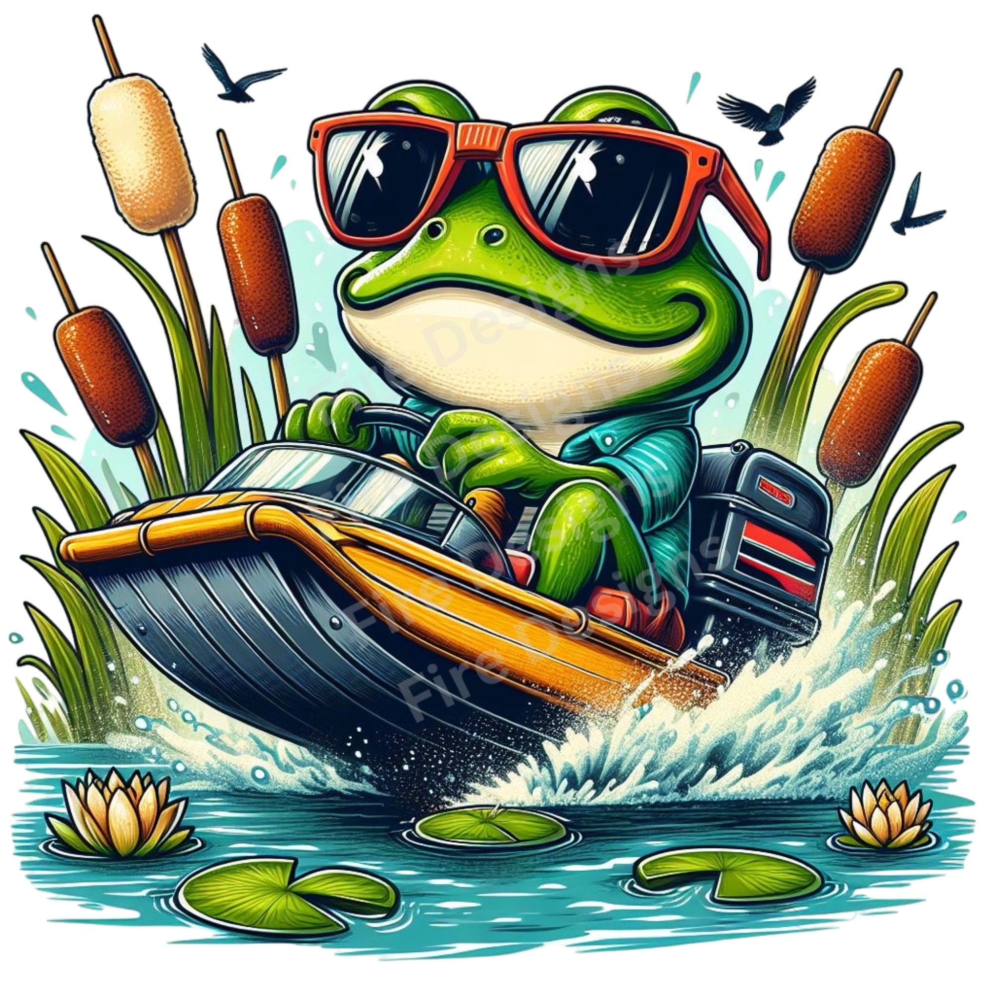 Frog on Boat PNG| Sublimation T-shirt Download| DTF| Laser Engraving ...