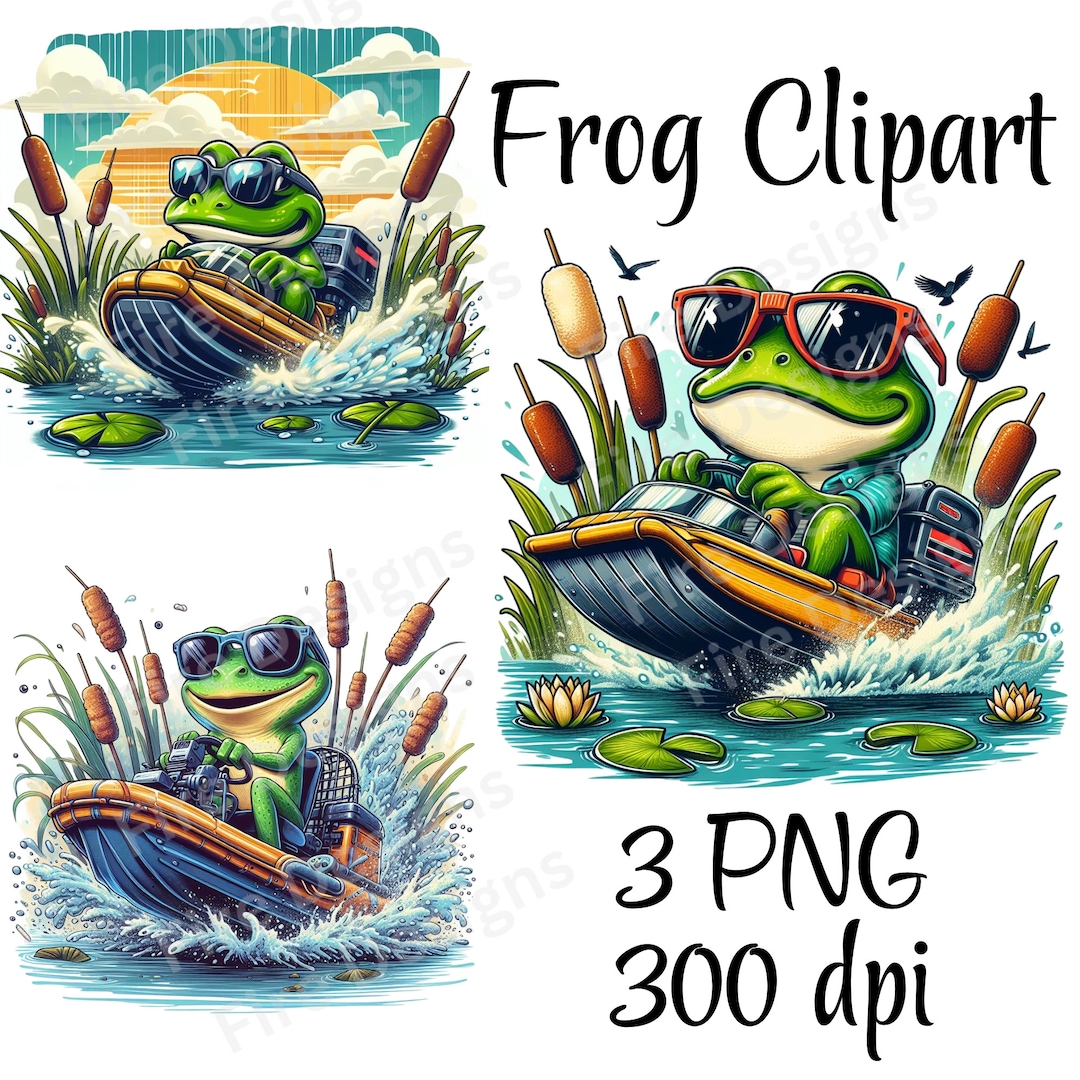 Frog on Boat PNG| Sublimation T-shirt Download| DTF| Laser Engraving ...
