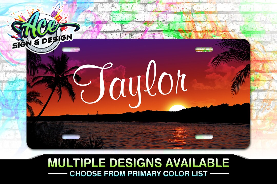 Custom License Plate, Sunset, Car Tag, Gift, Personalize, Beach - Etsy