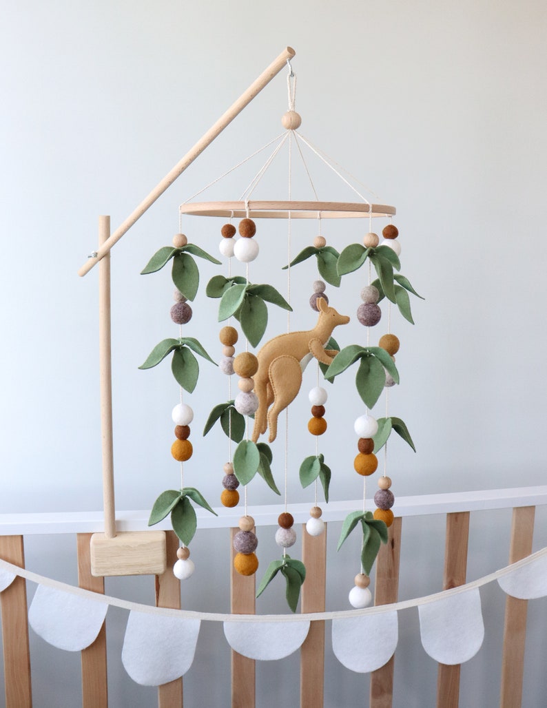 Kangaroo Baby Mobile for Crib, Australian Animals Nursery Decor, Felt ...
