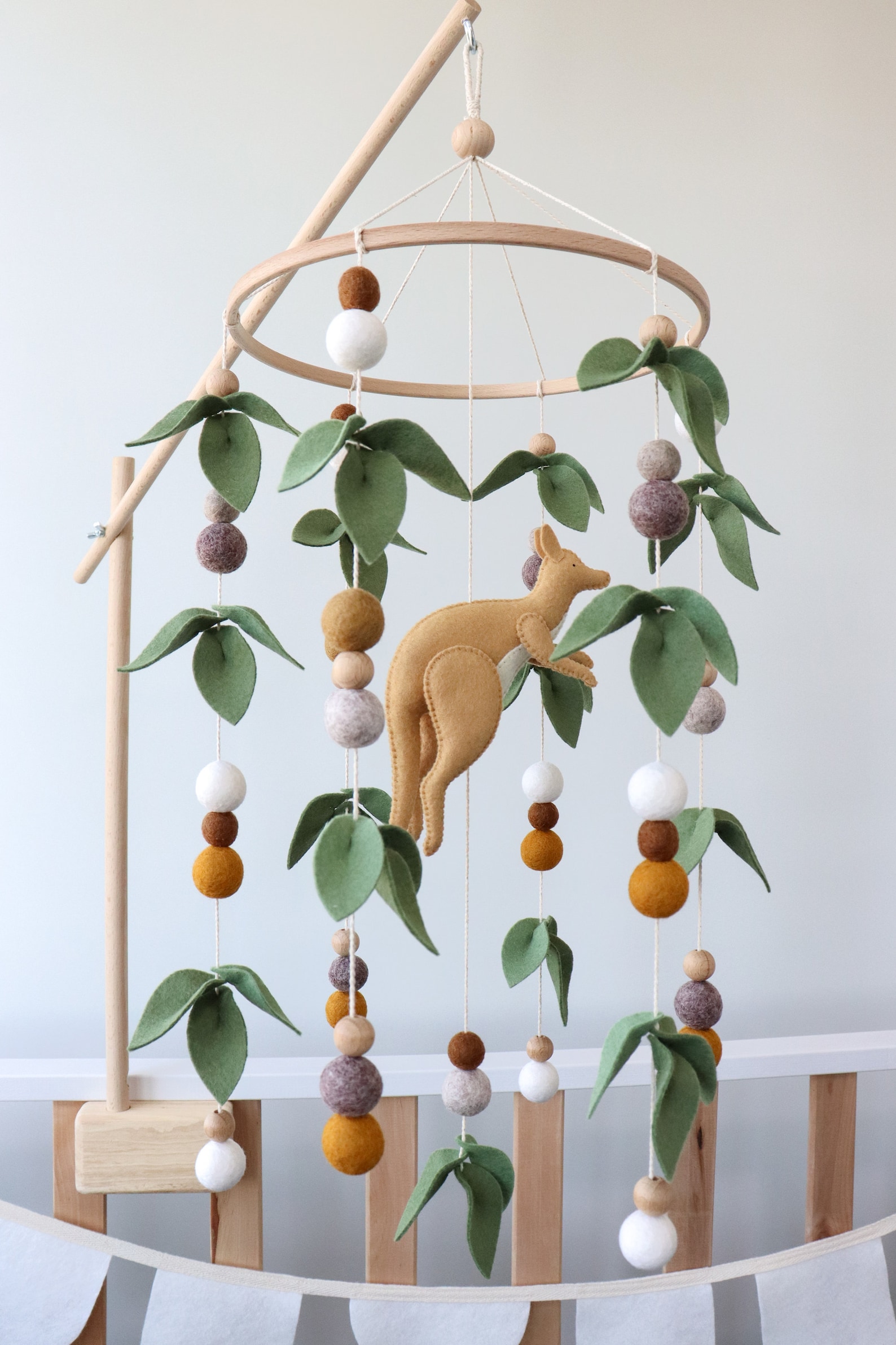 Kangaroo Baby Mobile for Crib, Australian Animals Nursery Decor, Felt ...