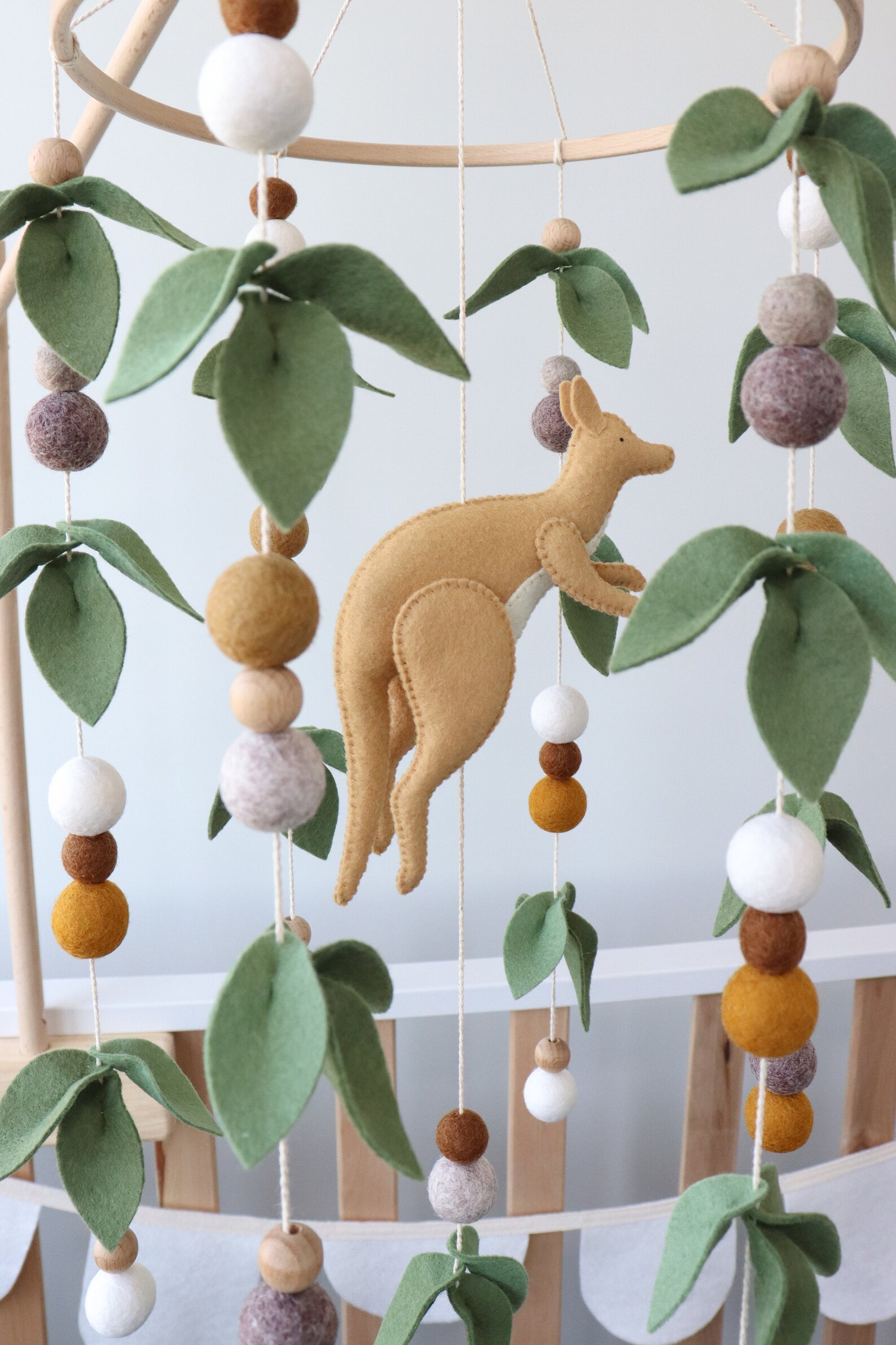 Kangaroo Baby Mobile for Crib, Australian Animals Nursery Decor, Felt ...