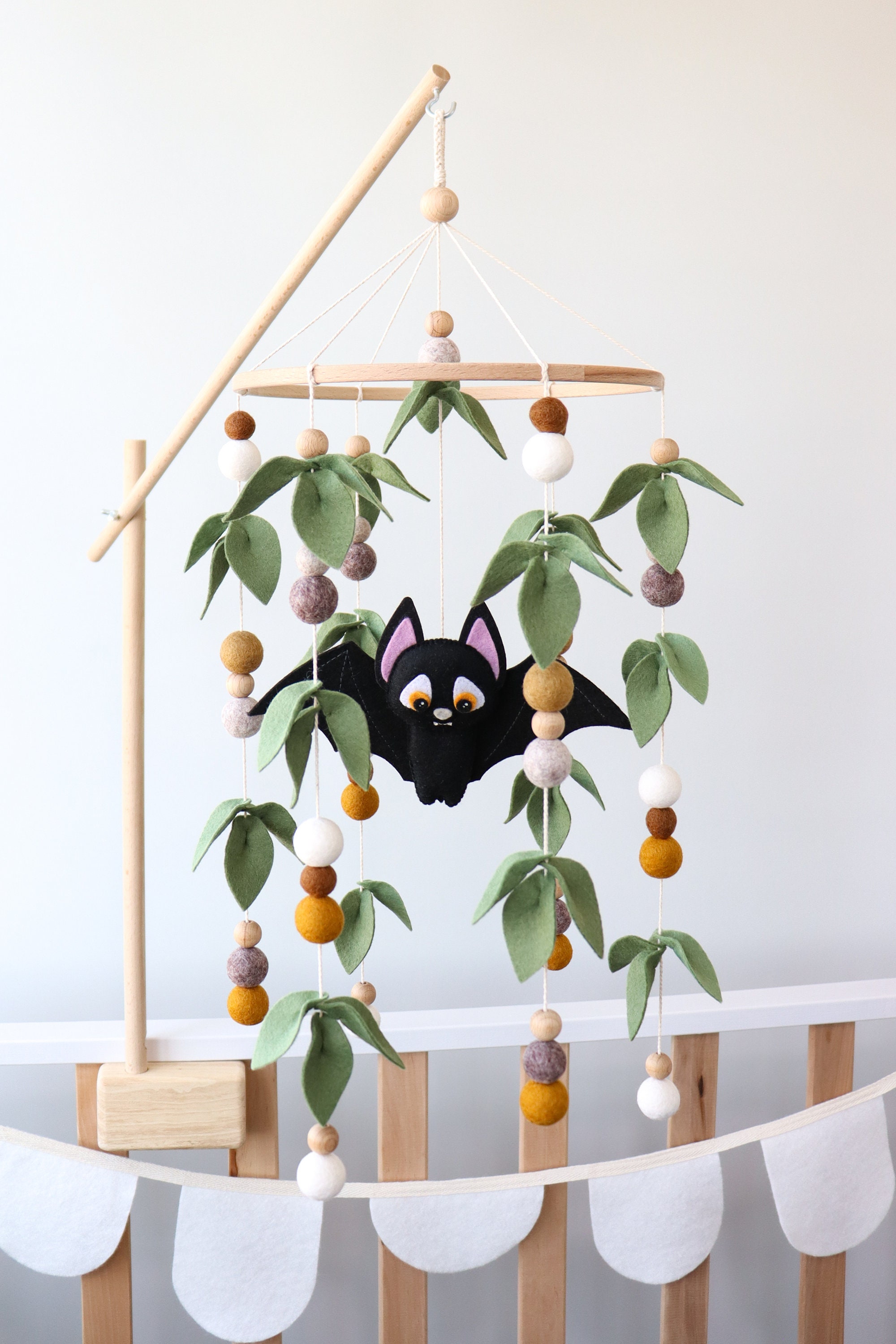 Bat Baby Mobile for Crib, Halloween Nursery Decor, Woodland Forest ...
