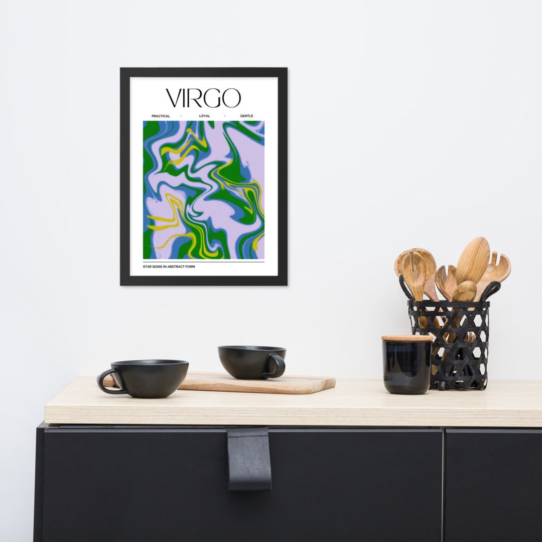 Canvas Poster, Abstract Virgo Zodiac Sign, Pastel Psychedelic Art ...