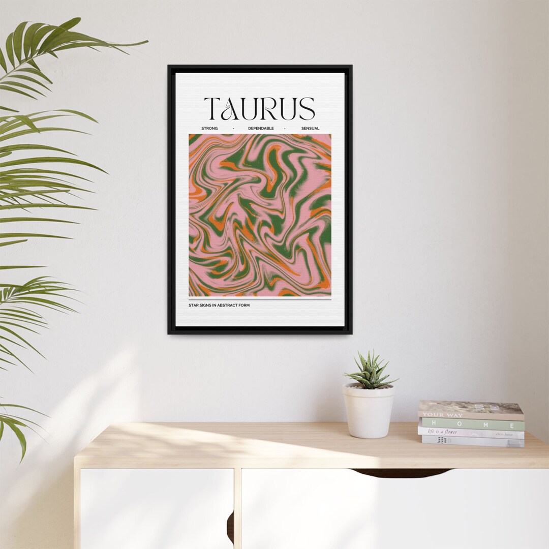 Canvas Poster, Abstract Art, Taurus Zodiac Sign, Psychedelic Soft Tones ...
