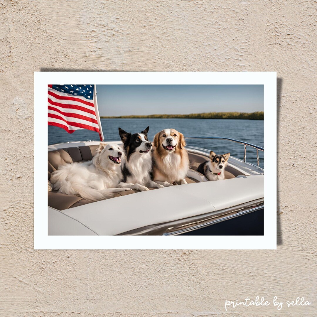 Happy Dogs on Yacht Boat Print: Positano Wall Art (digital Download) - Etsy