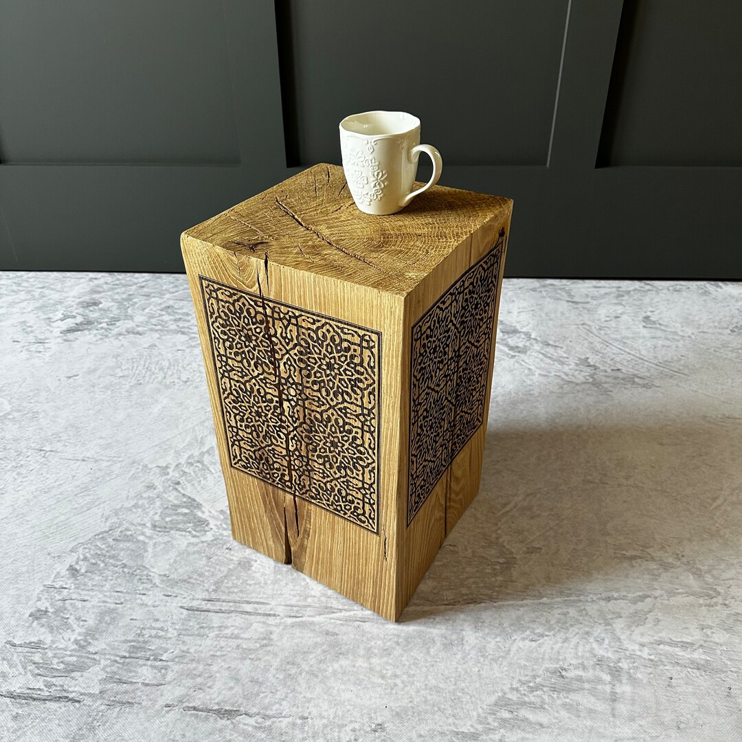 Solid Oak End Table Reclaimed Wood Accent Table Minimalist Sofa Table ...