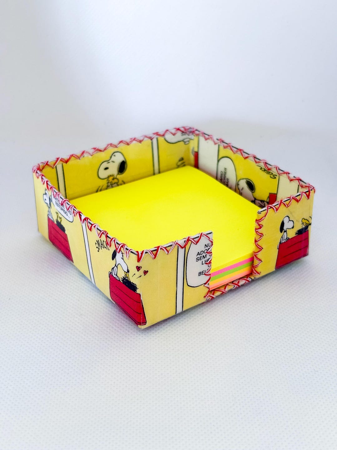 Handmade Snoopy & Peanuts Post-it Note Box – Recycled Comic Book Desk ...