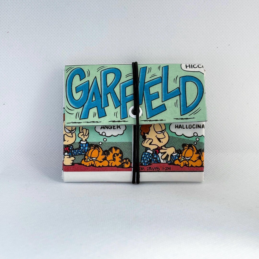 Carteira de quadrinhos Garfield feita à mão: presente ecológico Tetra ...