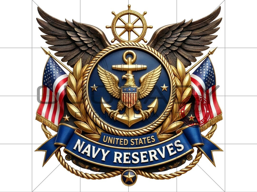 US Navy Reserves PNG, 3D Gold Anchor & Eagle Crest, Patriotic Sailor ...