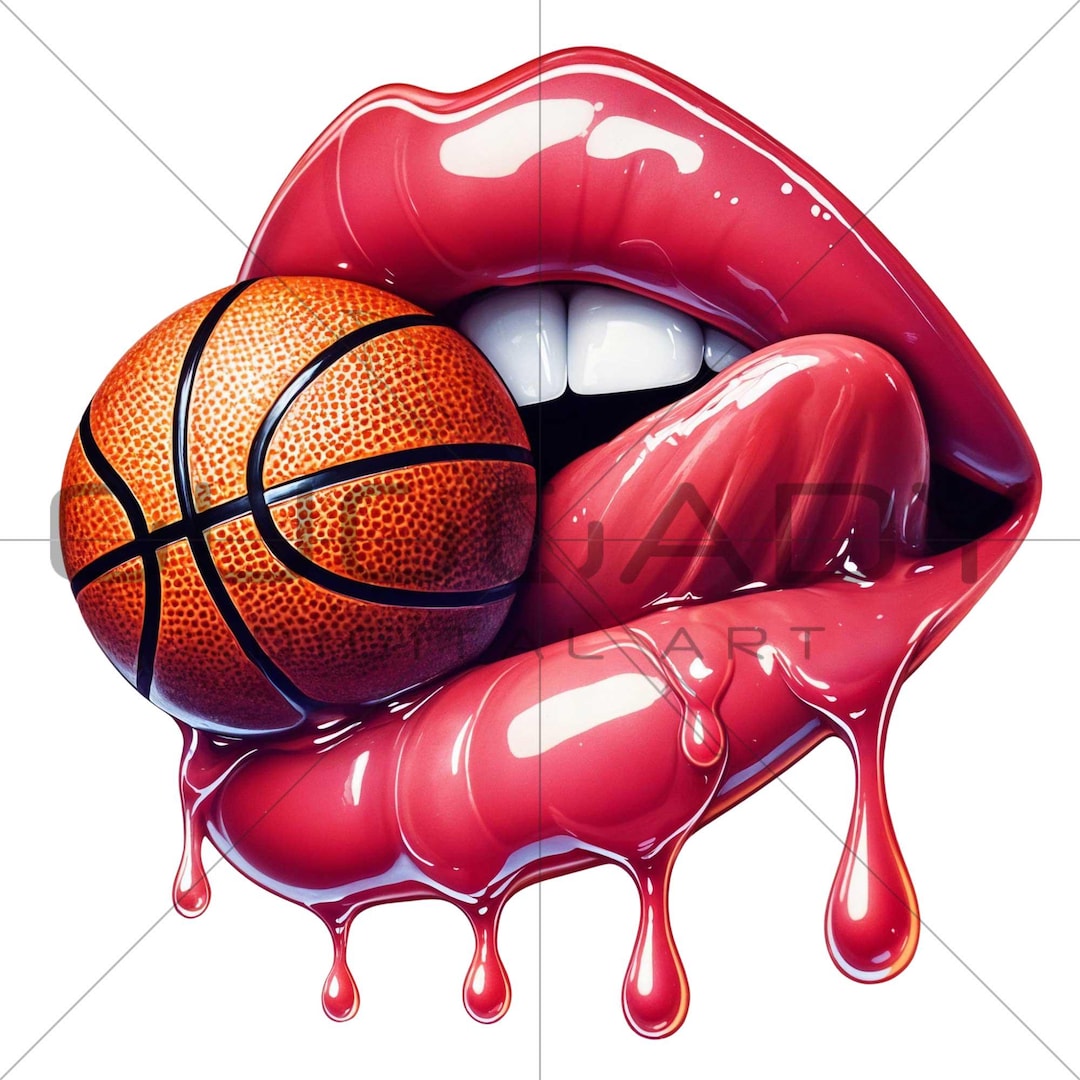 Basketball Lips PNG, Glossy Dripping Lips Clipart, Sports Sublimation ...