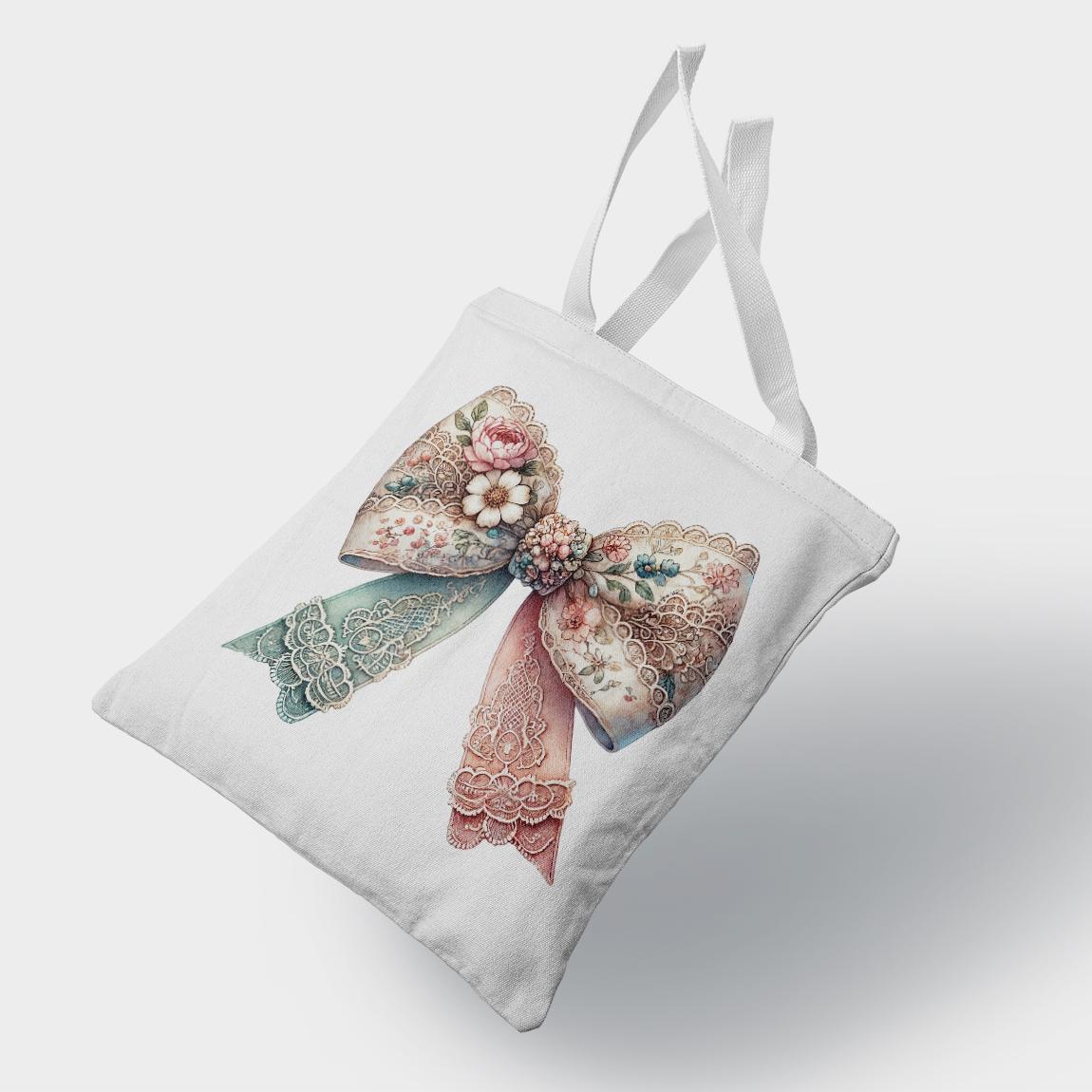 Retro Bow Clipart PNG, Floral Lace Ribbon Digital Download, Cottagecore ...