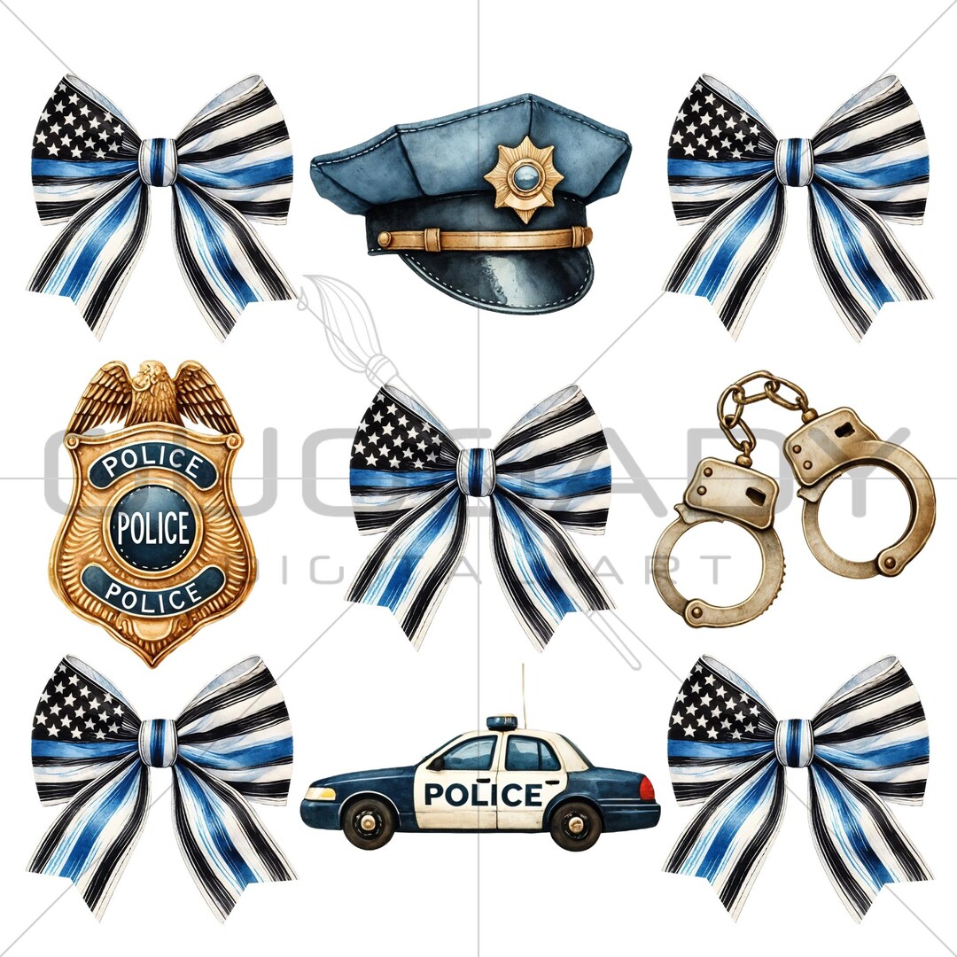 Coquette Police Bow Clipart PNG, Thin Blue Line Aesthetic, Thin Blue ...