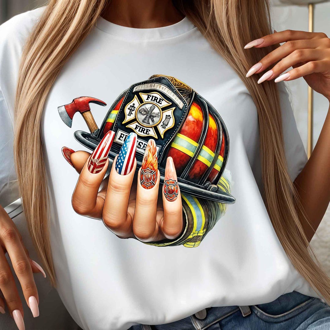 Bold Firefighter Nail Art | Instant Download Clipart for First ...