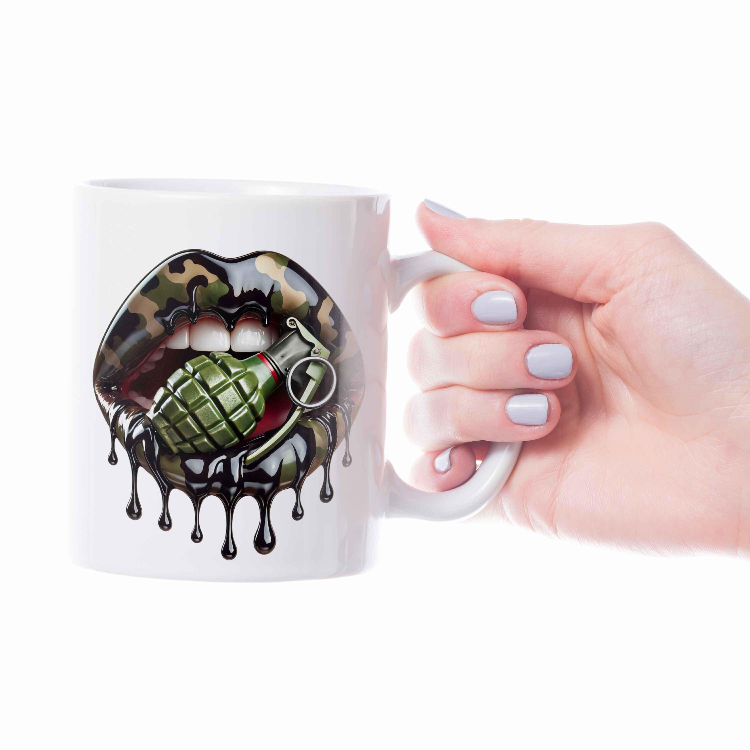 Military Camo Lips PNG | Dripping Camouflage Lips With Grenade Clipart ...