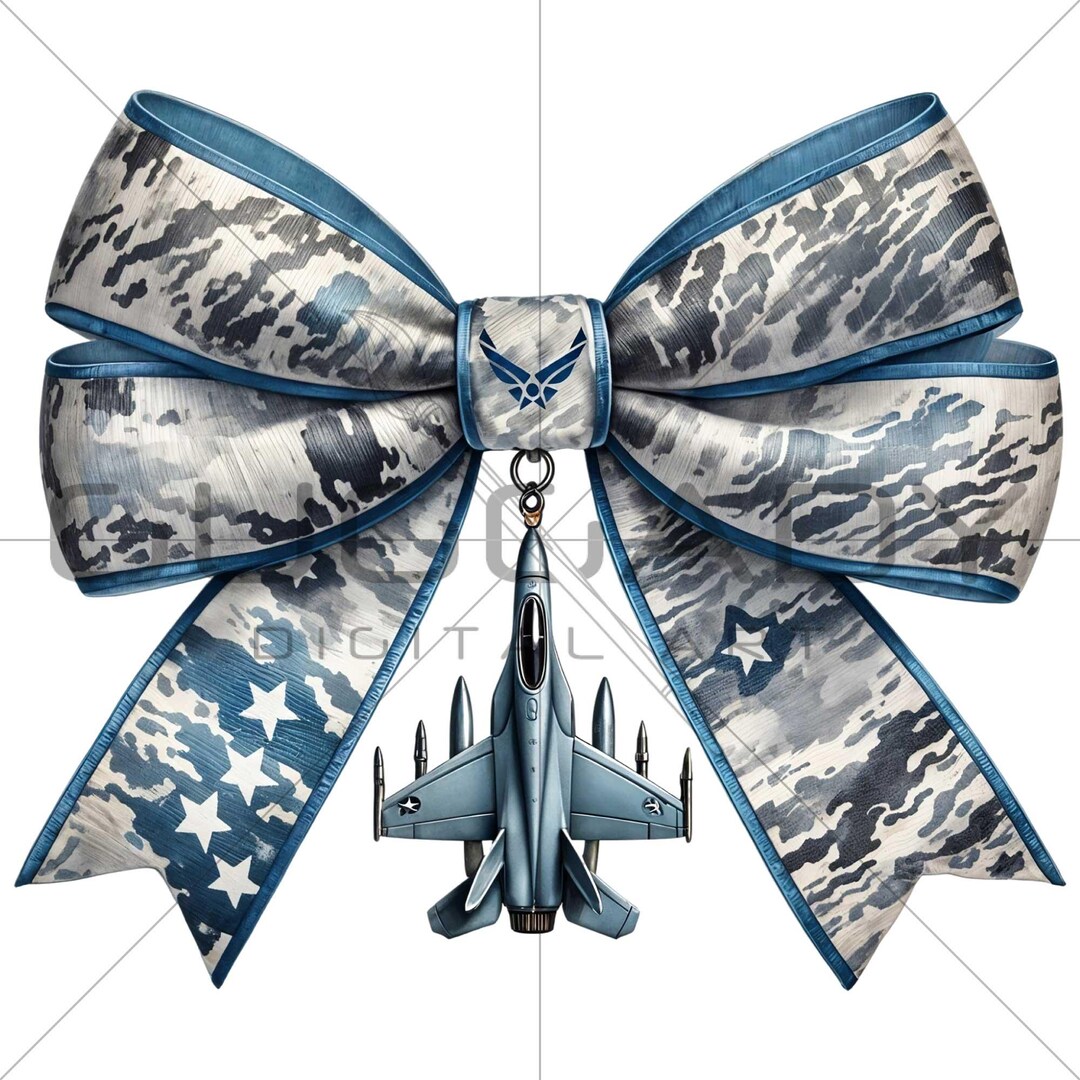 Military Aviation Digital Bow PNG | Patriotic Camo Jet Bow Clipart ...