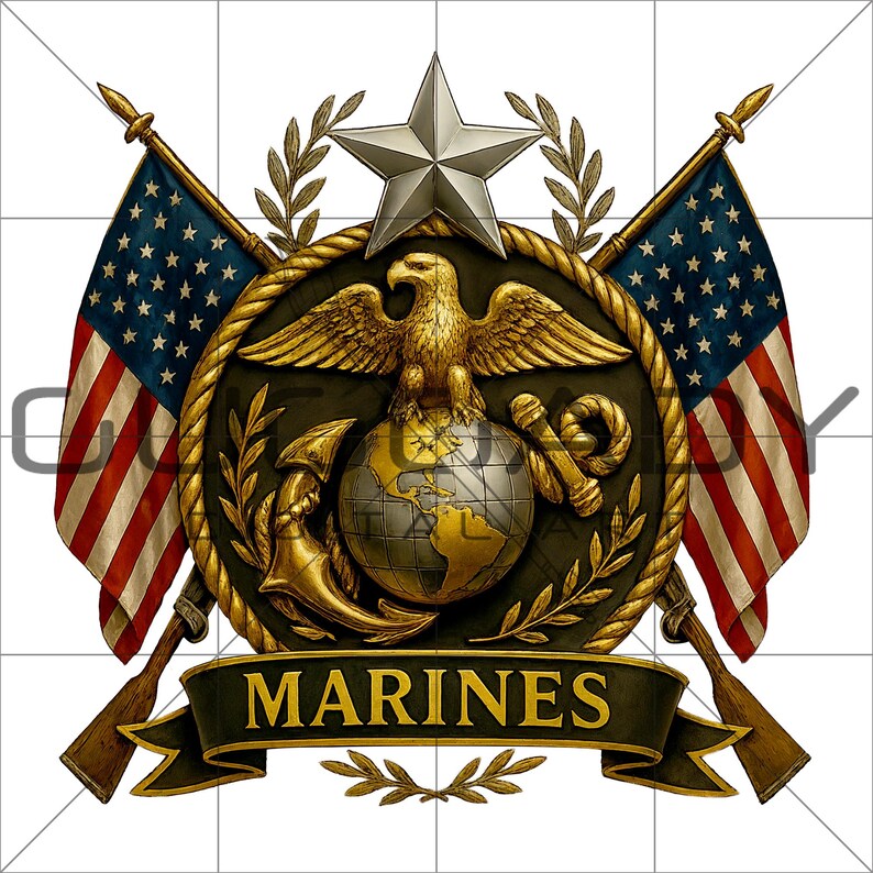 USMC Marines Patriotic Logo, American Flag Eagle Design (PNG Digital ...