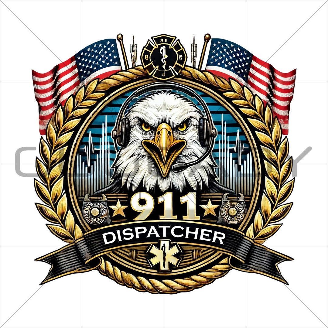 911 Dispatcher Eagle American Flag PNG: First Responder Design (digital ...