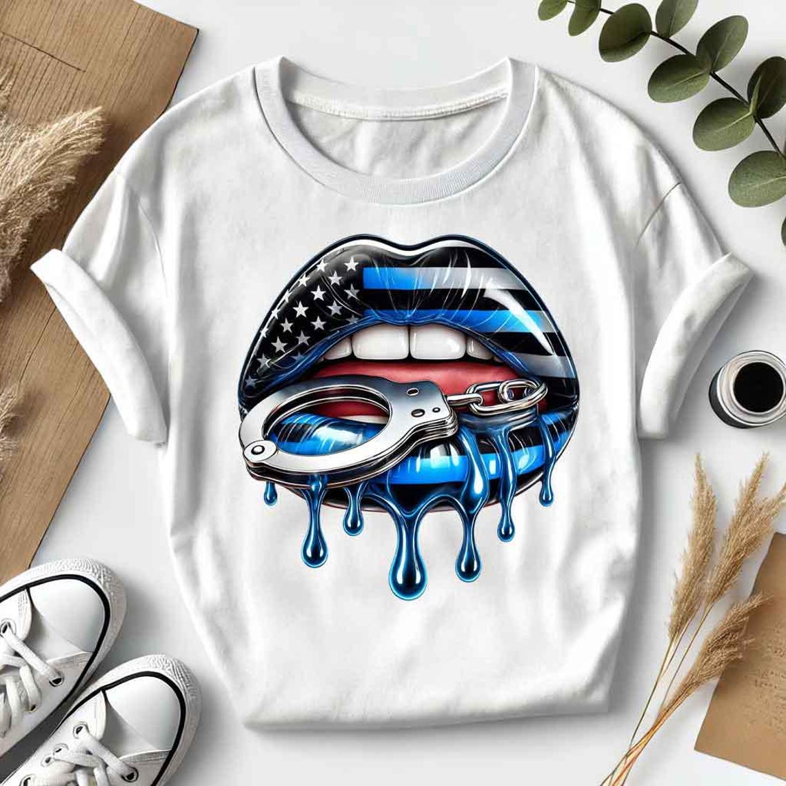 Police Drip Lip PNG: Thin Blue Line Digital Download, Unique Law ...