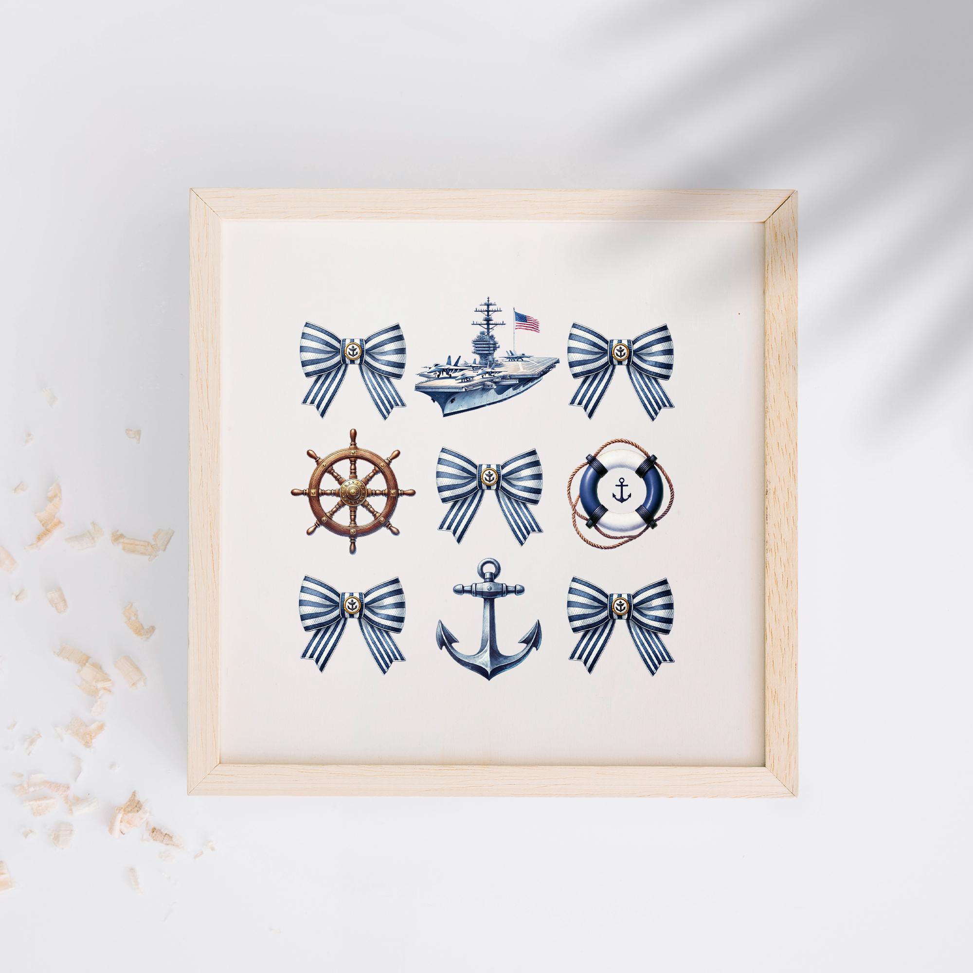 Navy Nautical Design: Anchor, Bows (PNG Digital Download) - Etsy