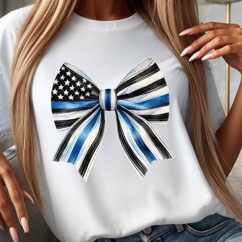 Thin Blue Line Bow PNG: Watercolor Police Clipart (digital Download) - Etsy