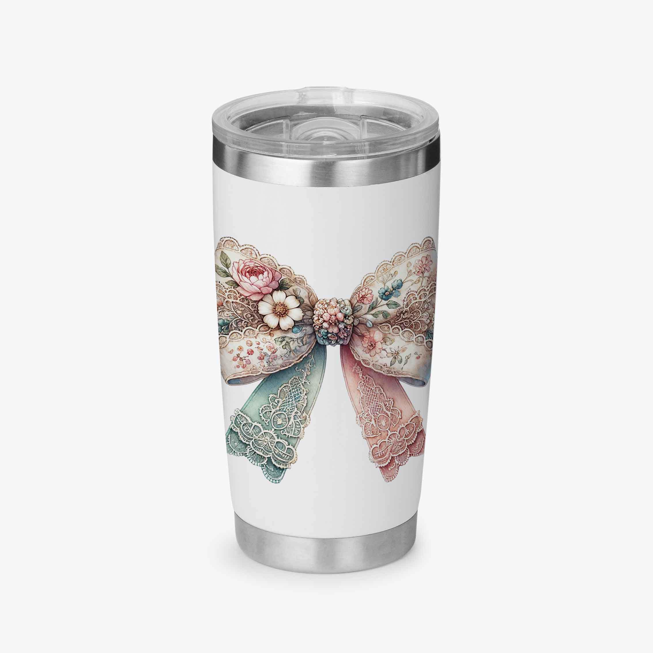 Retro Bow Clipart PNG, Floral Lace Ribbon Digital Download, Cottagecore ...