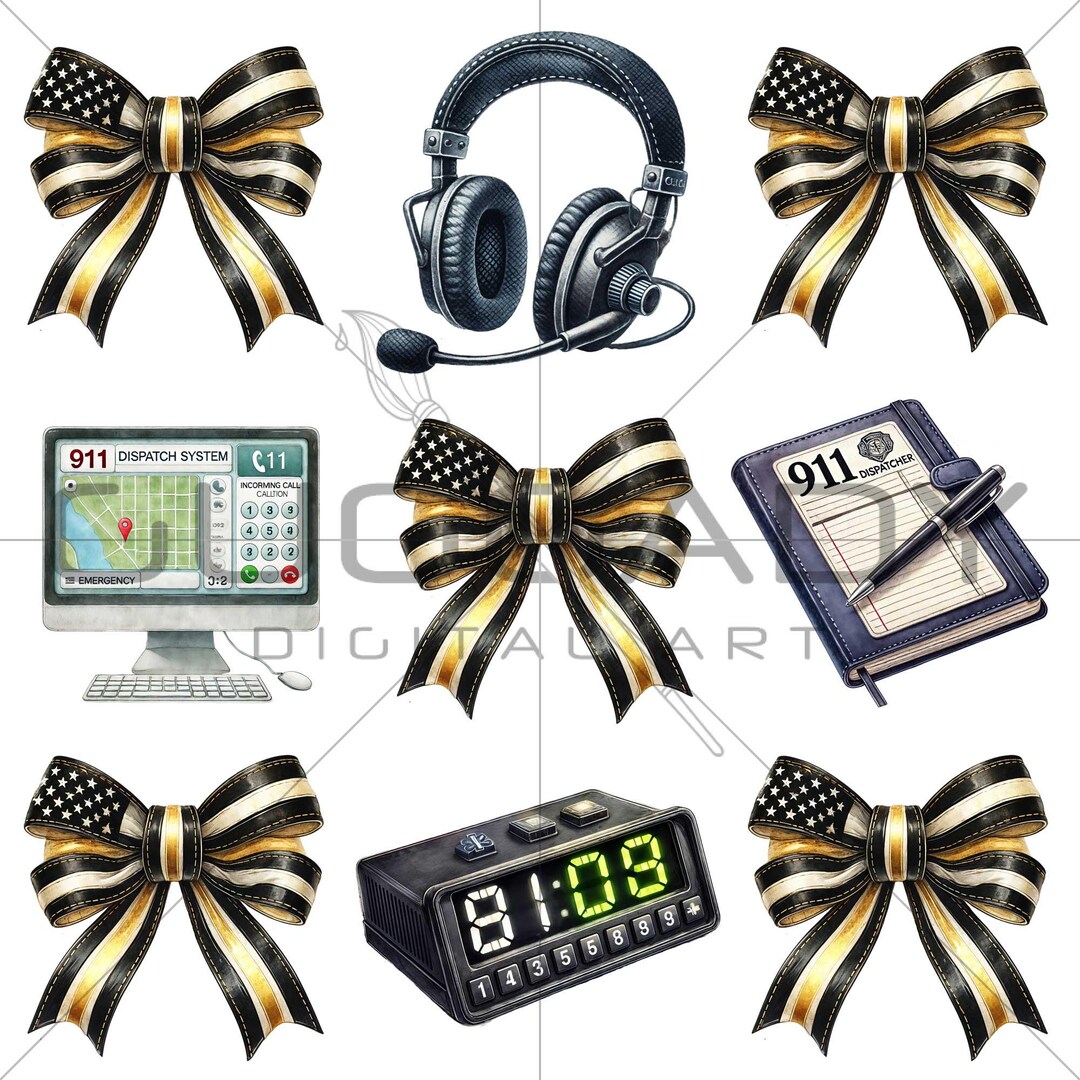 911 Dispatcher Clipart: Thin Gold Line PNG (digital Download) - Etsy