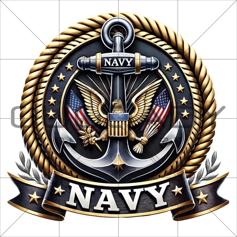 US Navy Emblem: American Eagle Anchor Crest - Patriotic Military Decor ...