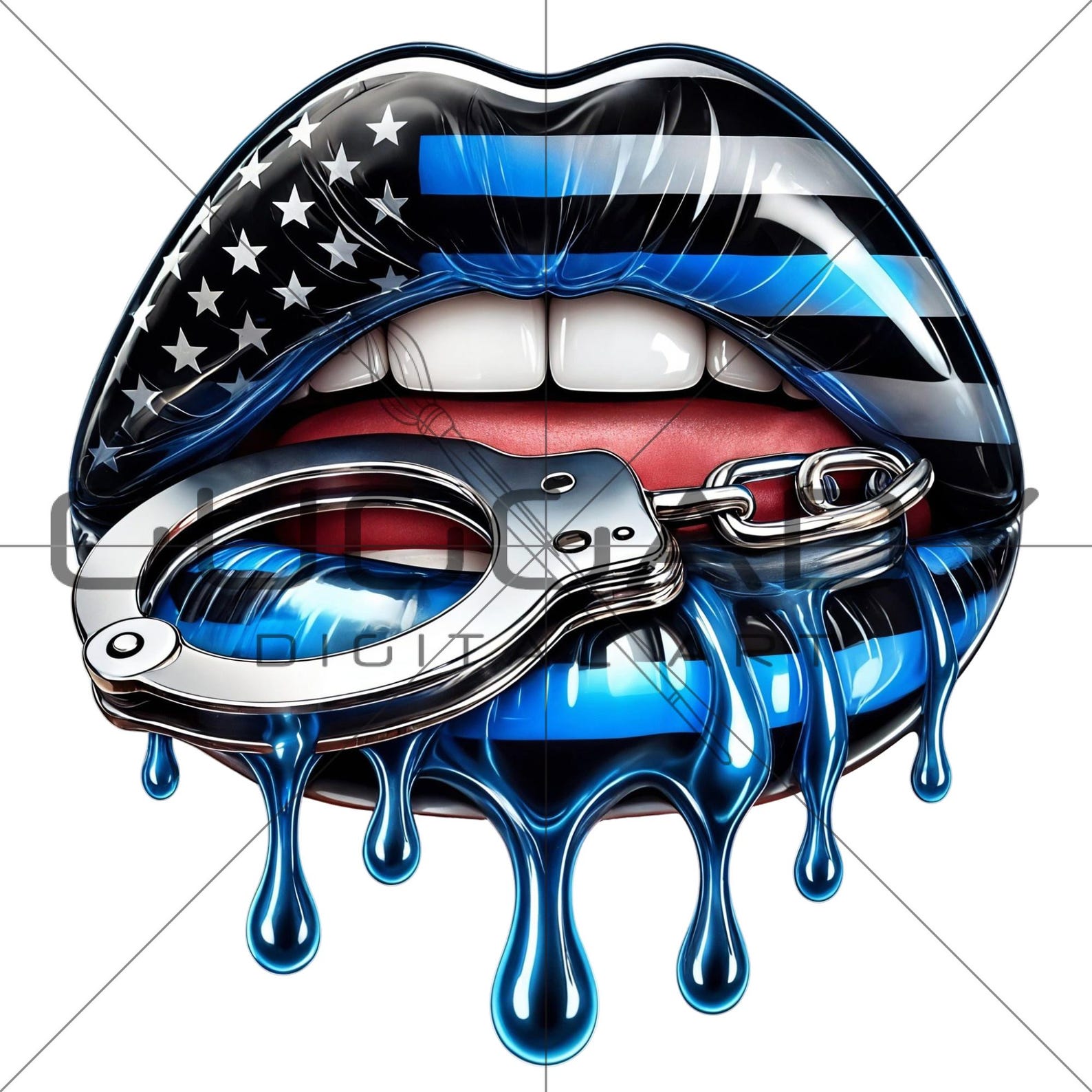 Police Drip Lip PNG: Thin Blue Line Digital Download, Unique Law ...