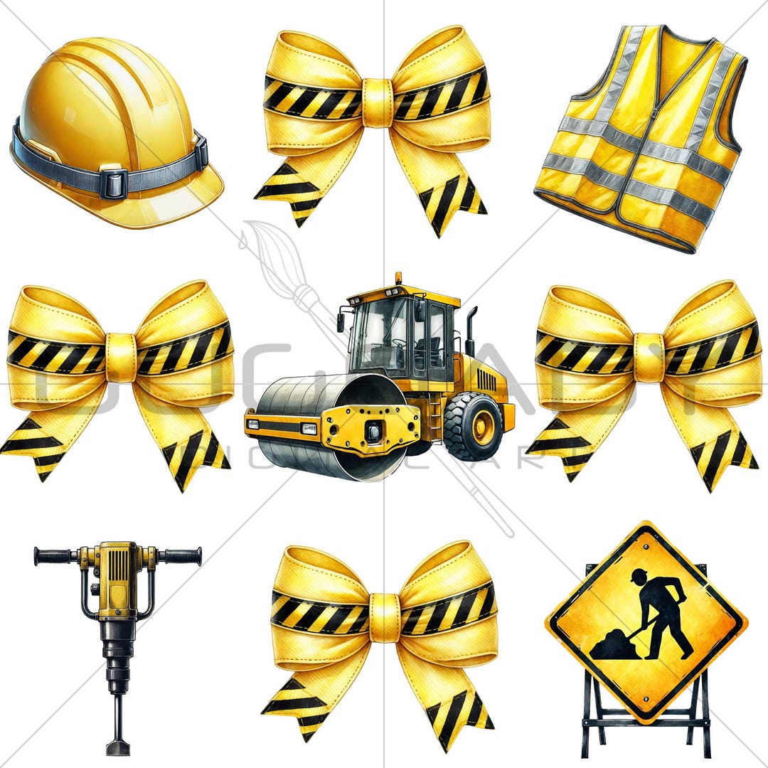 Adorable Road Construction Clipart for DIY Projects | Cute Yellow Bow ...