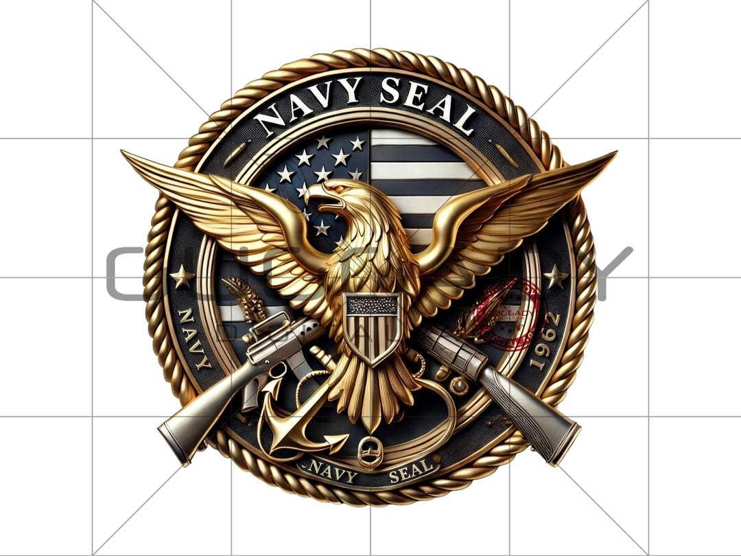 US Navy SEAL Emblem PNG, Special Ops Frogman Badge, 3D Metallic Eagle ...