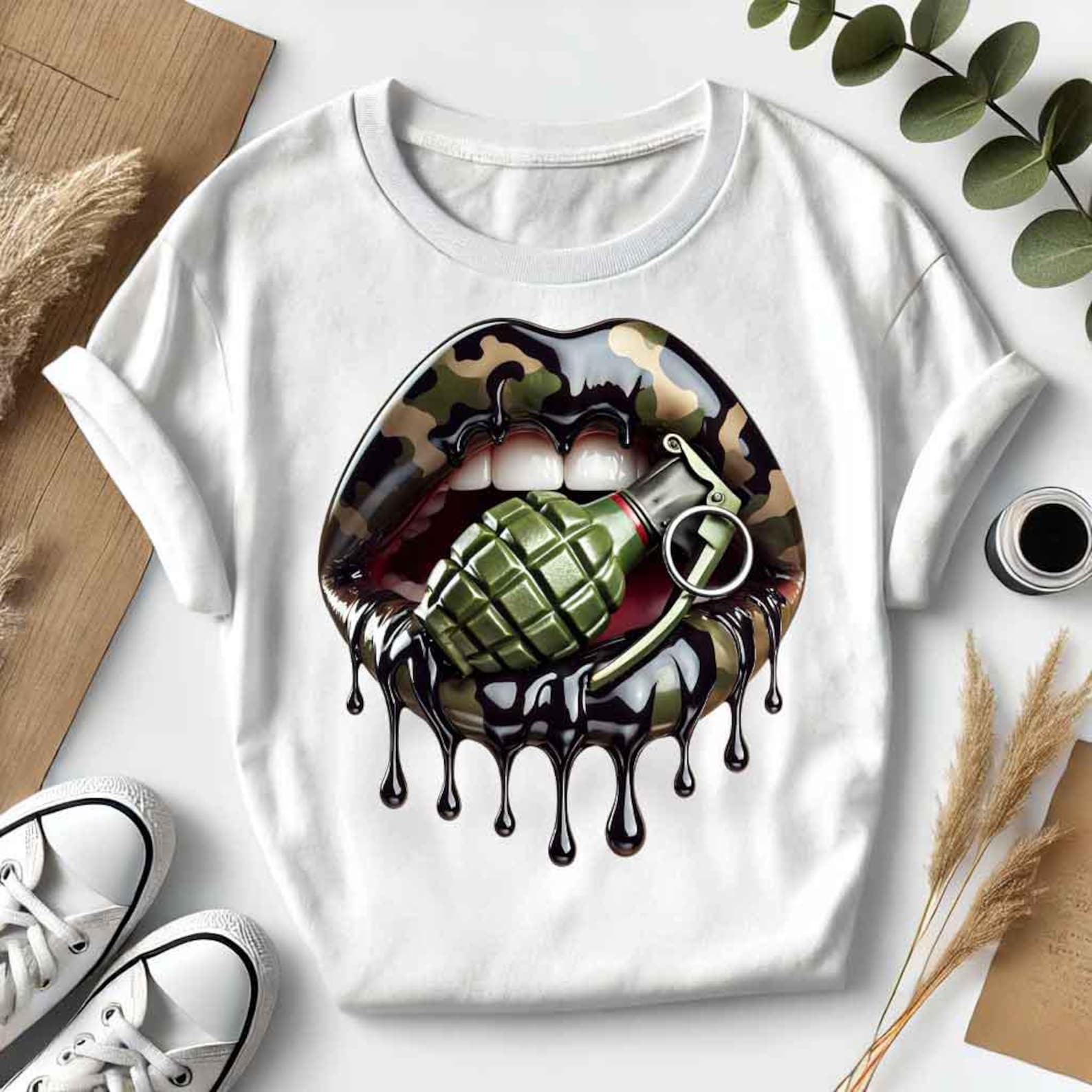 Military Camo Lips PNG | Dripping Camouflage Lips With Grenade Clipart ...