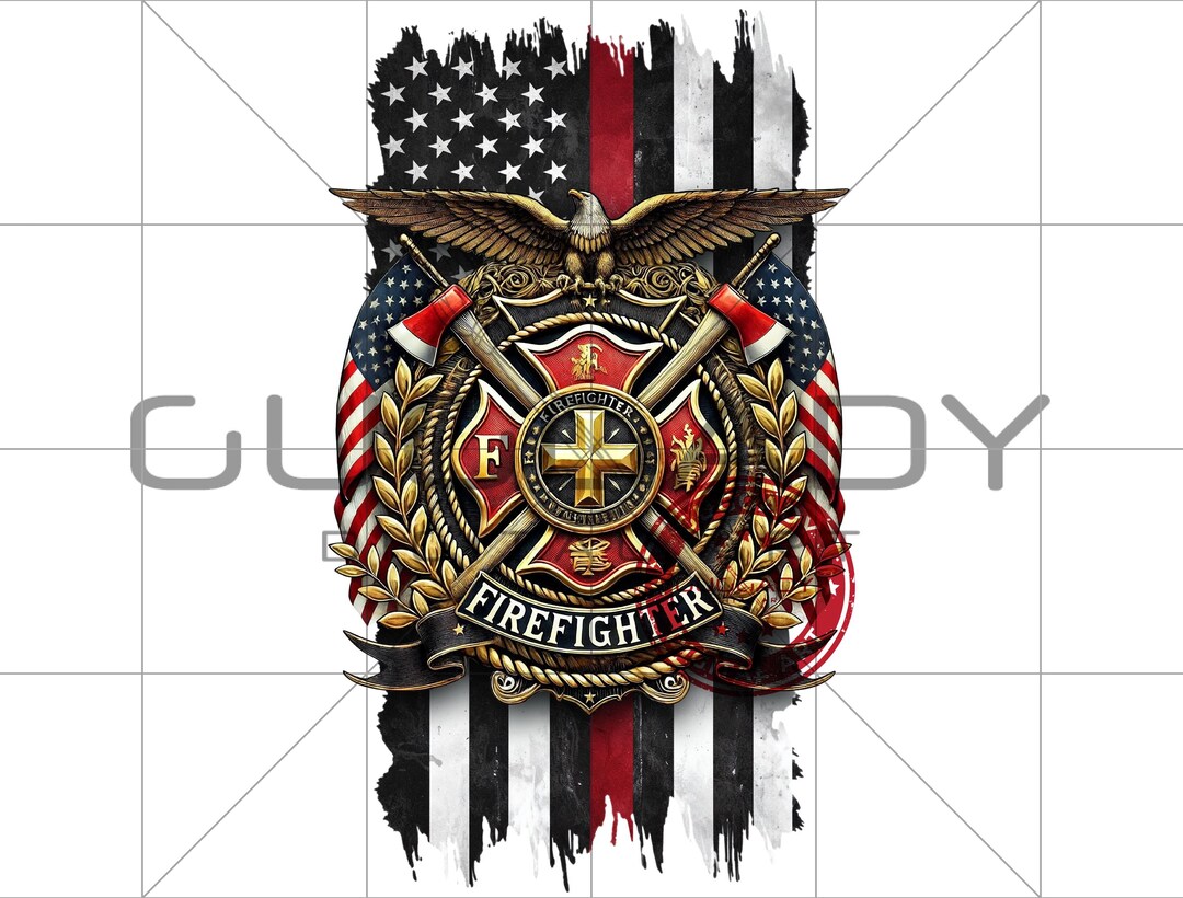Firefighter PNG, 3D Fireman Emblem, Thin Red Line, Maltese Cross - Etsy