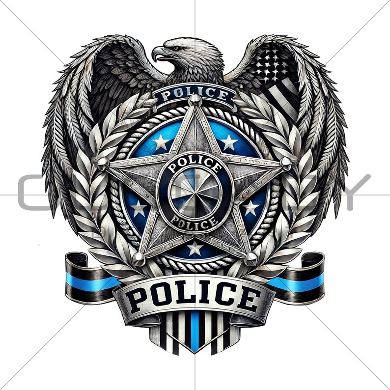 Thin Blue Line Police Badge PNG: Law Enforcement Sublimation Design - Etsy