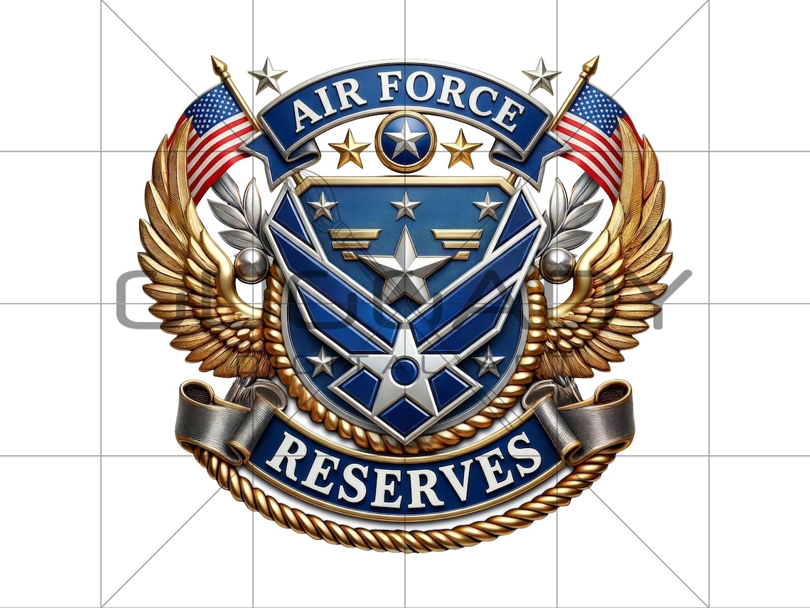 Air Force Reserves PNG, USAF Veteran Sublimation, 3D Gold Wings Badge ...