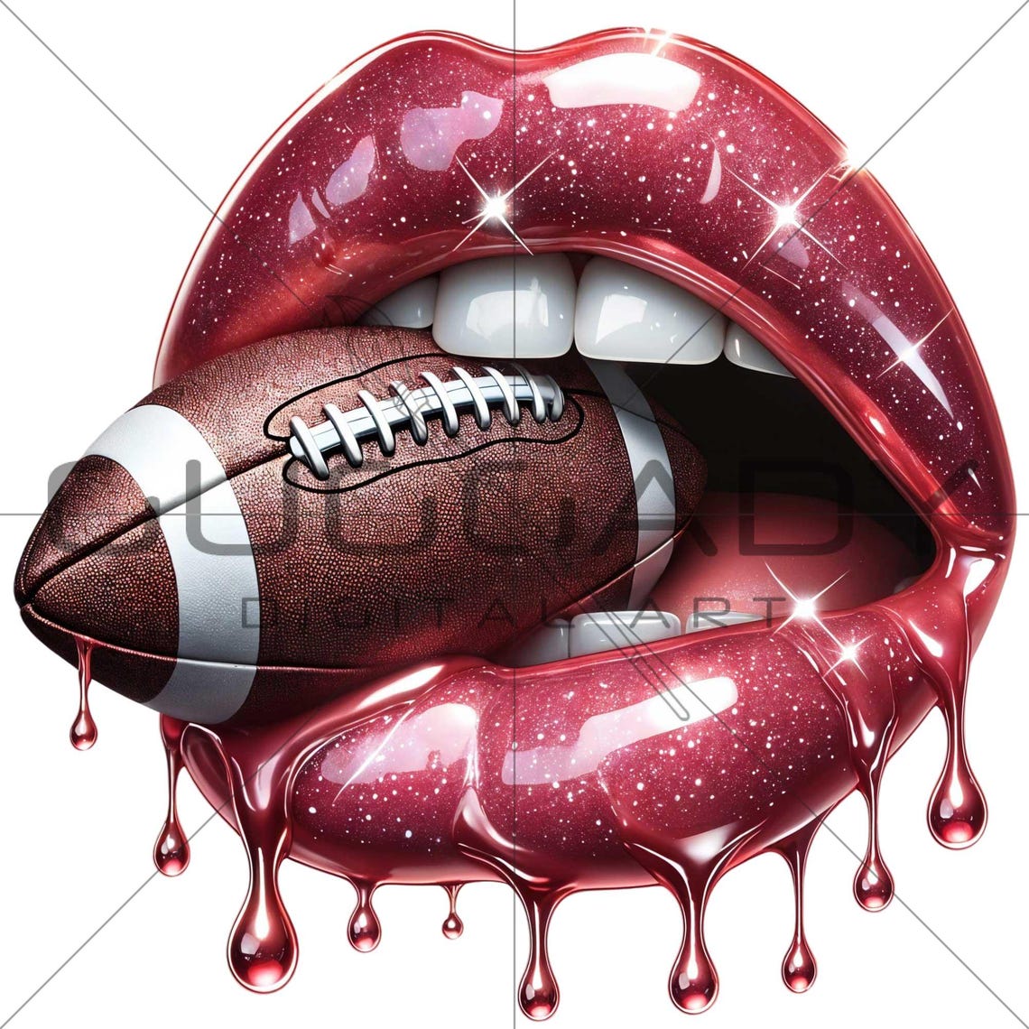 Sporty Glam Football Lips PNG - Instant Digital Download for Game Day ...