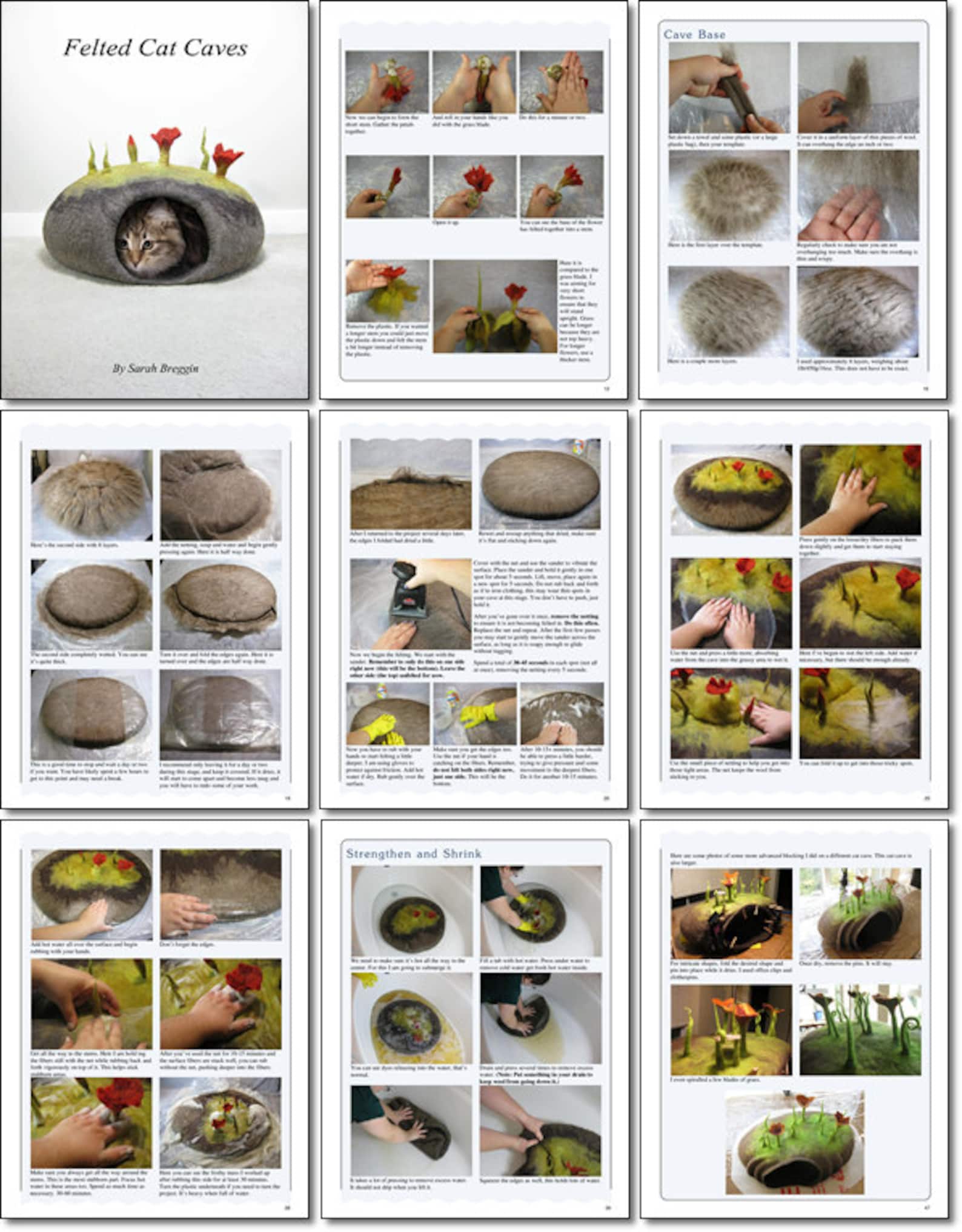 Felted Cat Bed TUTORIAL / Cat Cave Pattern. Instant PDF Download. Wet ...