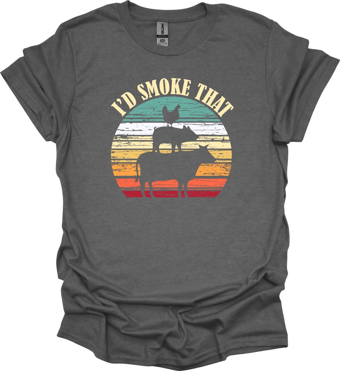 I'd Smoke That Retro Shirt, Retro Smoke Shirt, BBQ Shirt, Butcher Shirt ...