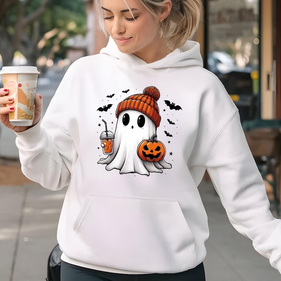 Cute Ghost Hoodie, Halloween Ghost Coffee, Boujie Ghost Hoodie, Here ...