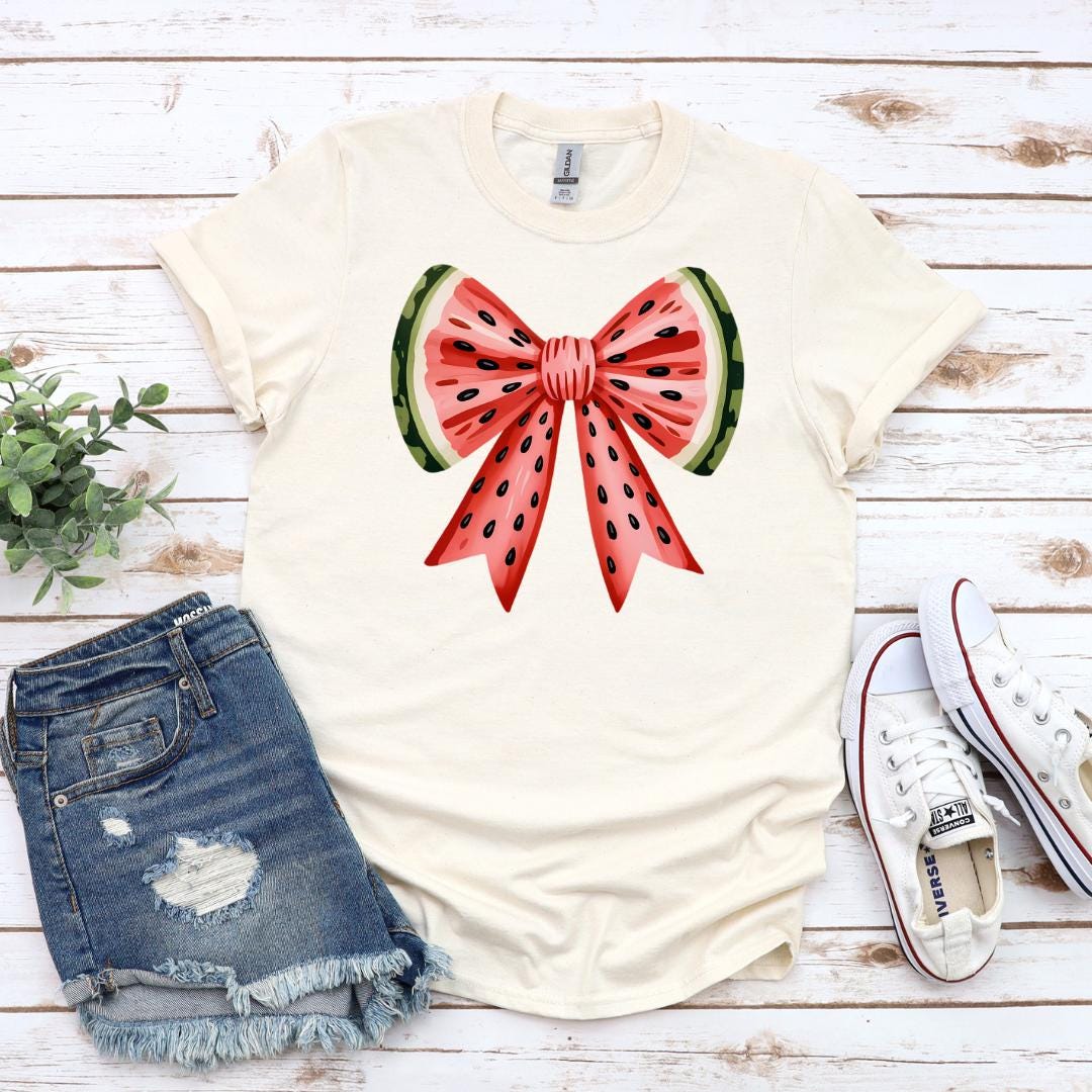 Vintage Watermelon Coquette Bow Shirt, Cute Watermelon Shirt, Vintage ...