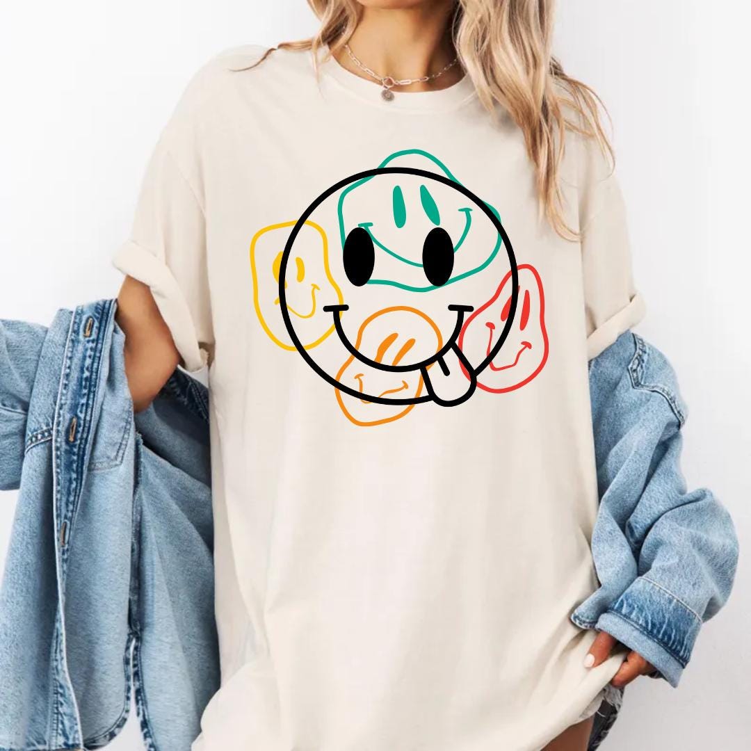 Comfort Colors® Retro Checkered Smiley Face Shirt - Vintage Tongue Out ...