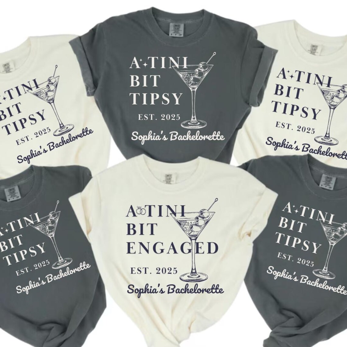 A Tini Bit Engaged - A Tini Bit Tipsy Bachelorette Party Shirt ...
