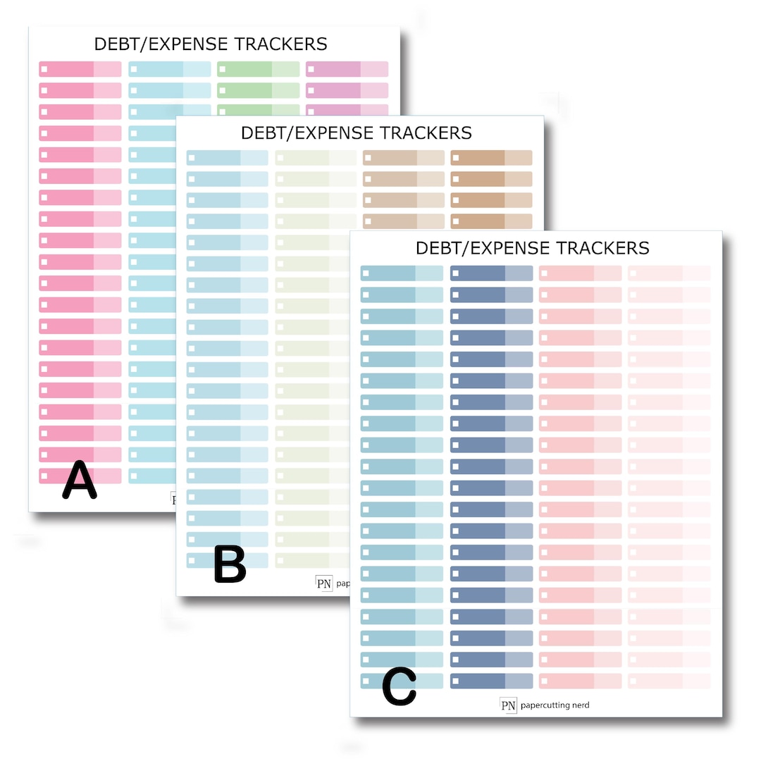 Debt & Expense Tracker Blocks | 7x9 Planner Sticker Sheet | Budget ...