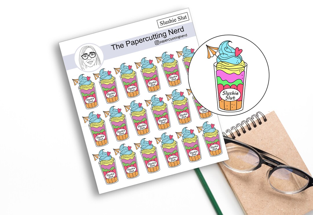Slushie Slut Sticker Iced Drink Sticker Summer Cocktail Sticker Doodle ...